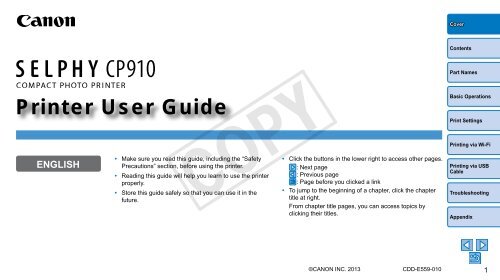 Canon PIXMA SELPHY ES1 - SELPHY ES1 User Guide