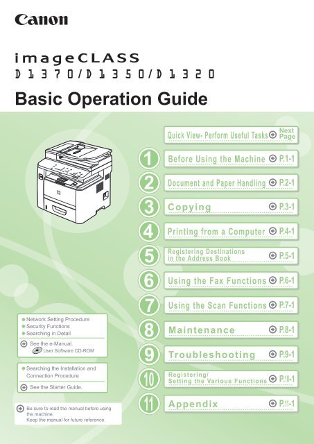 Canon imageCLASS D1370 - imageCLASS D1370/D1350/D1320 Basic Operation Guide