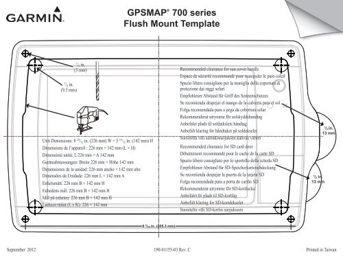 Garmin GPSMAP 750s - Flush Mount Template