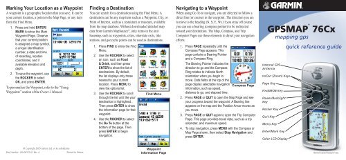 Garmin GPSMAP® 76Cx - Quick Reference Guide