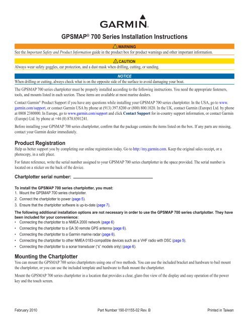 Garmin GPSMAP 720 - Installation Instructions