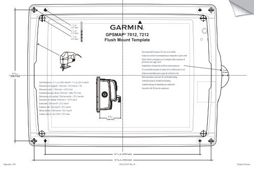 Garmin GPSMAP 7012 - Flush Mount Template