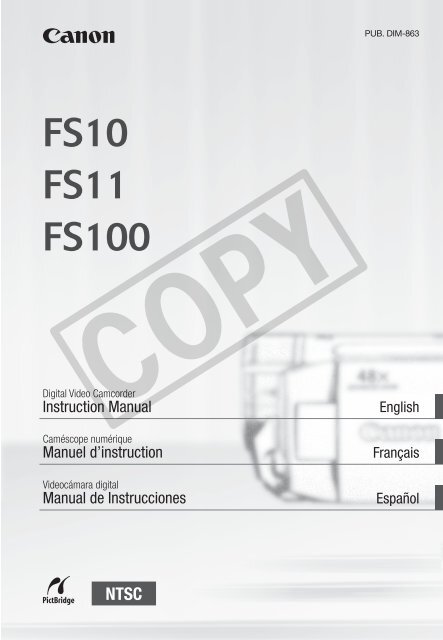 Canon FS10 - FS10 Instruction Manual