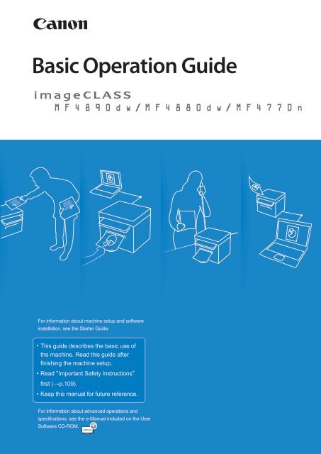 Canon imageCLASS MF4770n - imageCLASS MF4890dw/MF4880dw/MF4770n Basic Operation Guide