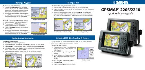 Garmin GPSMAP 2210 - GPSMAP 2206/2210 Quick Reference Guide