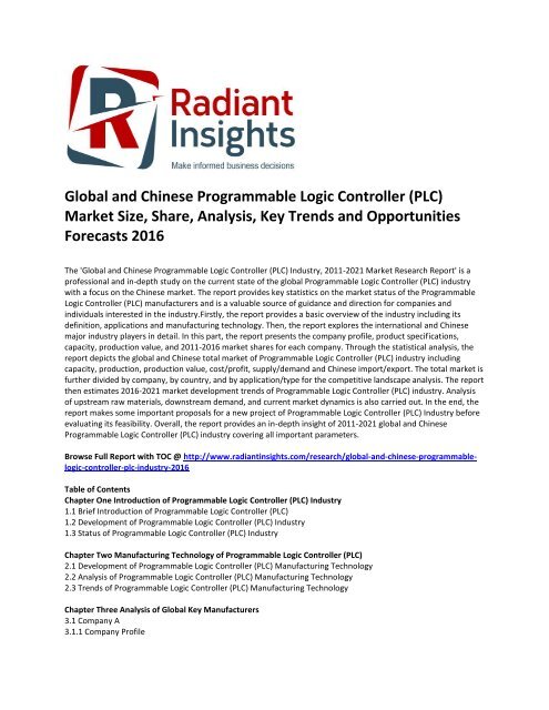 Programmable Logic Controller (PLC) Market Share, Growth, Cost and ...