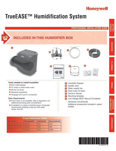 Honeywell TrueEASE™ Evaporative Humidifier (HE100) - TrueEASE ...
