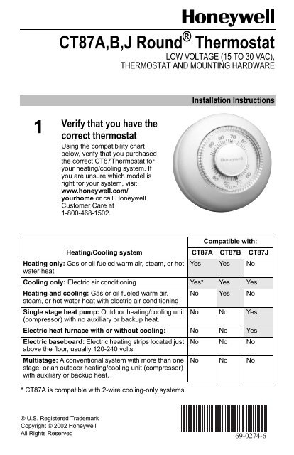 Honeywell Round® Non-Programmable Thermostat (CT87) - Round Non ...