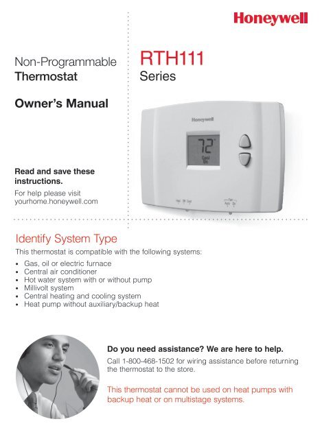 Honeywell Digital Non-Programmable Thermostat (RTH111B) - Digital Non ...