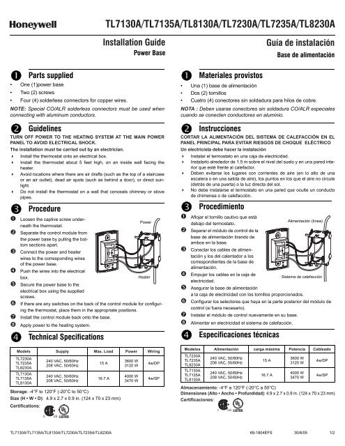 Honeywell LinevoltPRO™ 7000 Digital Non-Programmable Electric Heat ...