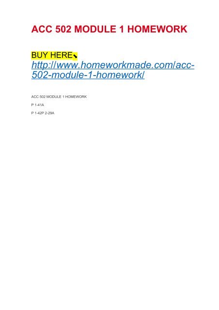 ACC 502 MODULE 1 HOMEWORK