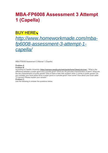 MBA-FP6008 Assessment 3 Attempt 1 (Capella)