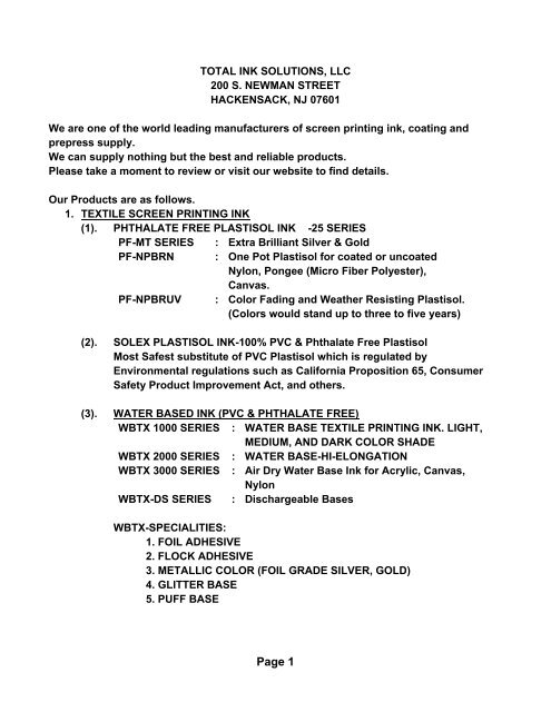 Total Ink Solutions Tech Guide