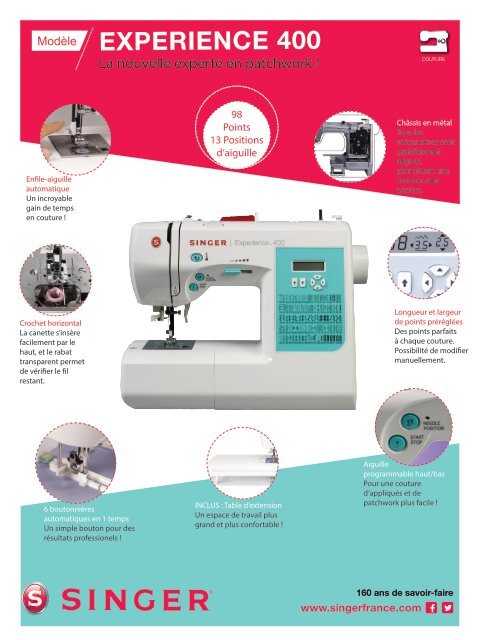 Singer Experience 400 - Fiche technique