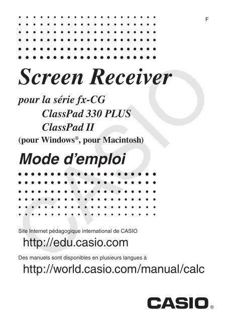 Casio Screen Receiver - Screen_Receiver Mode d'emploi