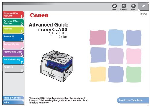 Canon imageCLASS MF6530 - imageCLASS MF6500 Series Advanced Guide