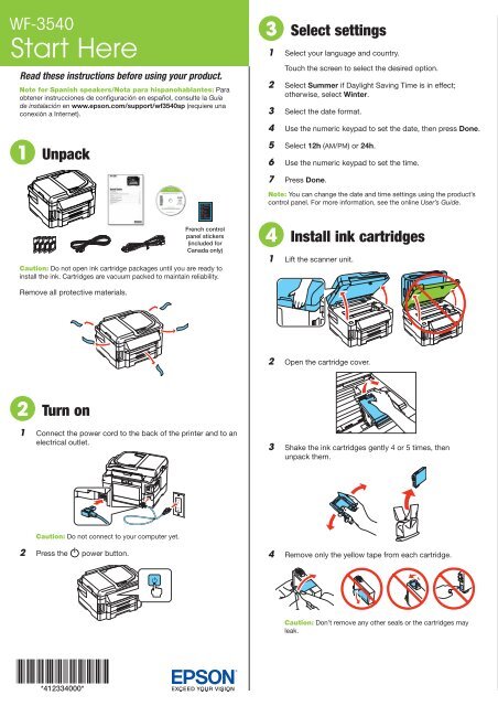 Epson Epson WorkForce WF-3540 All-in-One Printer - Start Here