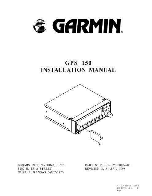 Garmin GPS 150 - Installation Manual