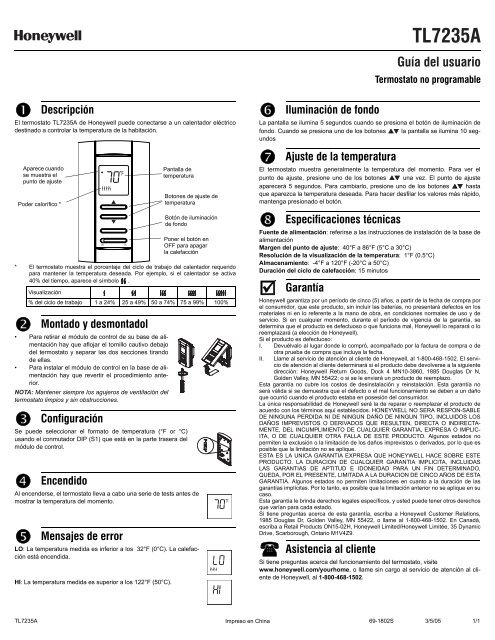 Honeywell LinevoltPRO™ 7000 Digital Non-Programmable Electric Heat ...