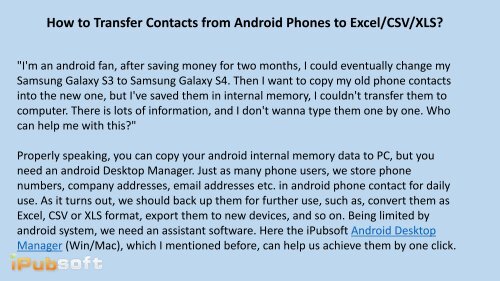 How To Transfer Contacts From Android Phones To Excel Csv Xls