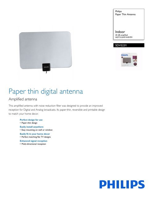 Philips Paper Thin Antenna - Leaflet - AEN