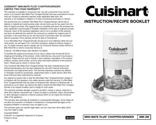Cuisinart Mini-Mate Plus® 9 Ounce Chopper/Grinder -MM-2M - MANUAL