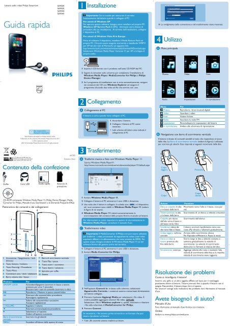 Philips Streamium Flash audio video player - Quick start guide - ITA