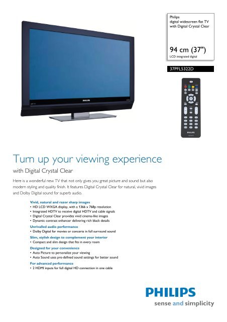 Philips digital widescreen flat TV - Leaflet - AEN