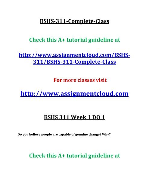 BSHS 311 complete class