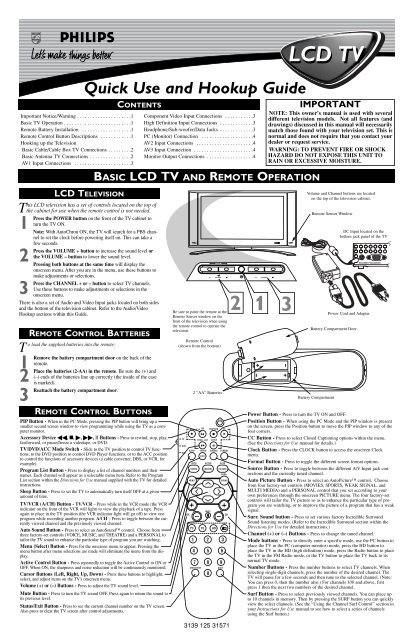 Philips Matchline Flat TV - Quick start guide - AEN