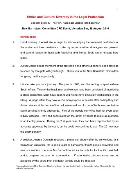 Ethics and Cultural Diversity in the Legal Profession