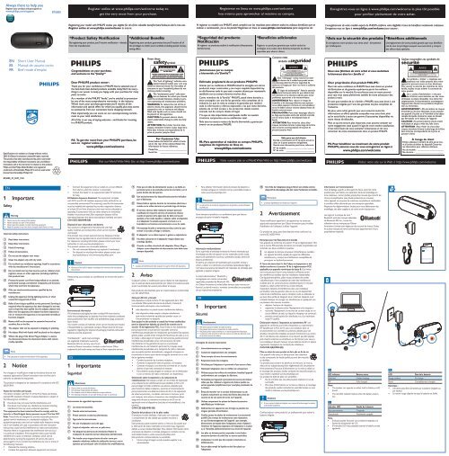 Philips wireless portable speaker - Quick start guide - ESP