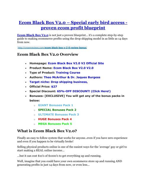 Ecom Black Box V2.0 review-(MEGA) $23,500 bonus of Ecom Black Box V2.0