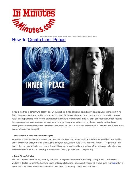 How To Create Inner Peace