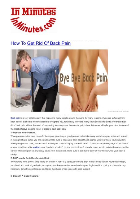 How To Get Rid Of Back Pain