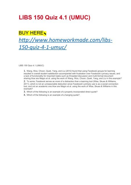 LIBS 150 Quiz 4.1 (UMUC)