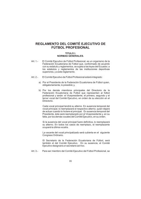 REGLAMENTO DEL COMITÉ EJECUTIVO DE FÚTBOL PROFESIONAL