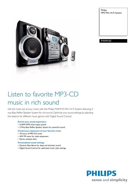 Philips MP3 Mini Hi-Fi System - Leaflet - AEN