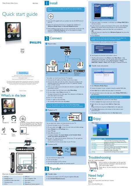 Philips Portable Media Center - Quick start guide - AEN