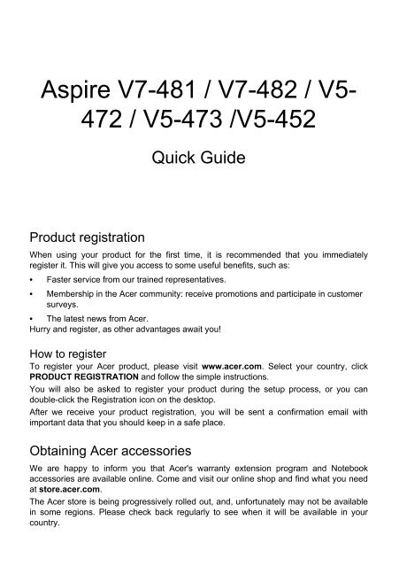 Acer Aspire V5-472P - Quick Start Guide(non-touch)