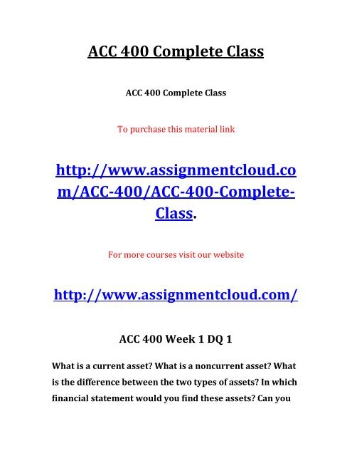 ACC 400 Complete Class
