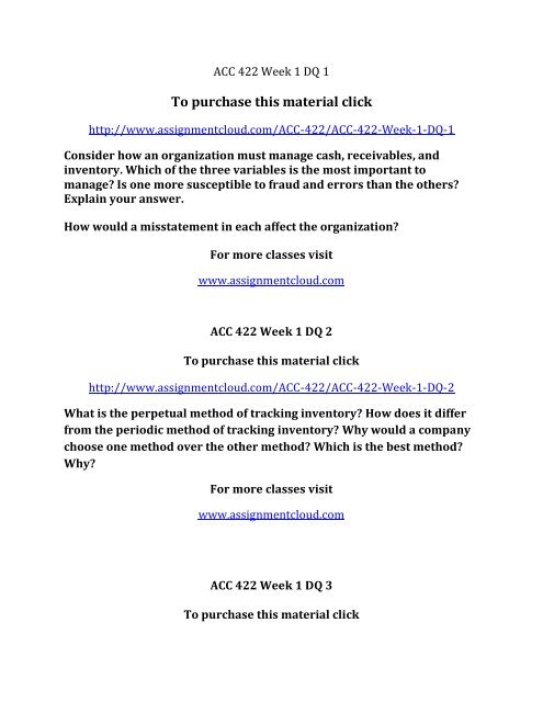 ACC 422 Complete Class