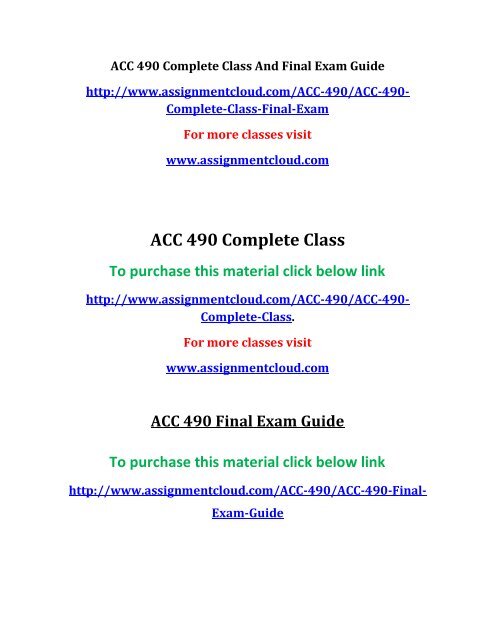 ACC 490 Complete Class