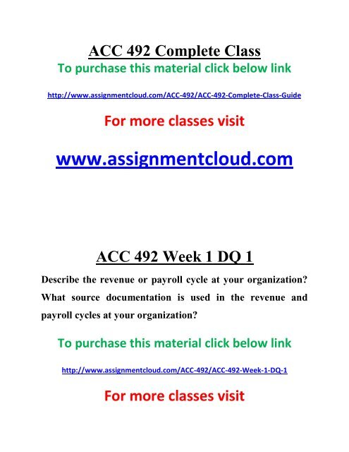 ACC 492 Complete Class