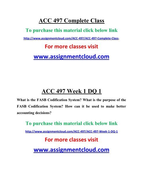 ACC 497 Complete Class