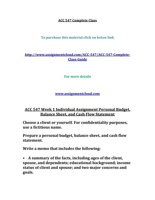 ACC 547 Complete Class