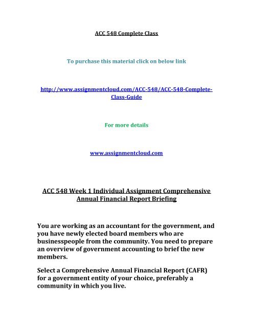 ACC 548 Complete Class