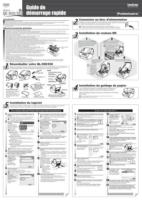 Brother QL-500A - Guide de démarrage rapide