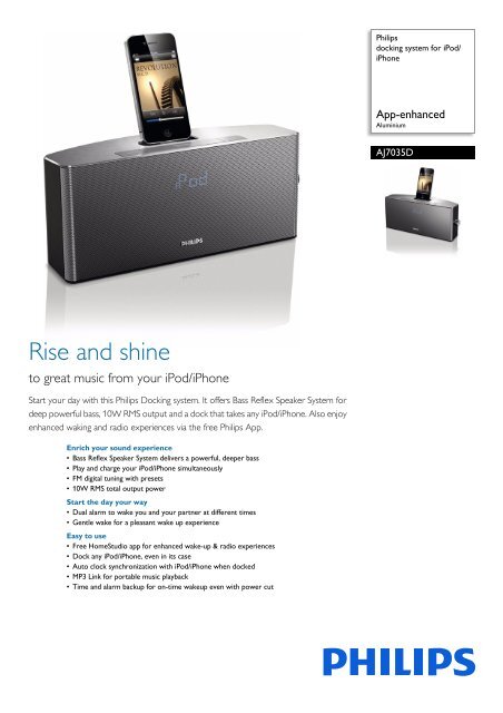 Philips docking system for iPod/ iPhone - Leaflet - AEN