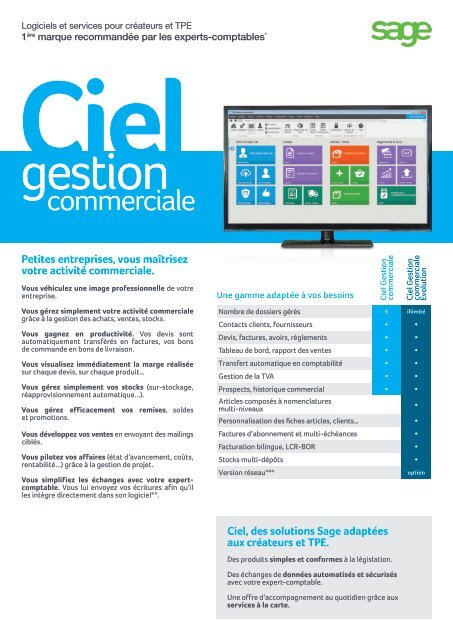 Ciel Logiciel de gestion Ciel Gestion Commerciale - fiche produit Ciel Logiciel de gestion Ciel Gestion Commerciale - fiche produit
